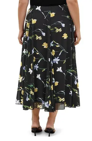 City Chic Serene Floral Print A-line Skirt