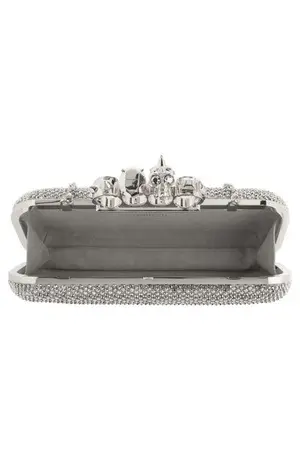 Alexander McQueen Long Knuckle Crystal Embellished Suede Clutch