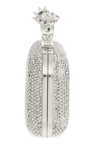 Alexander McQueen Long Knuckle Crystal Embellished Suede Clutch
