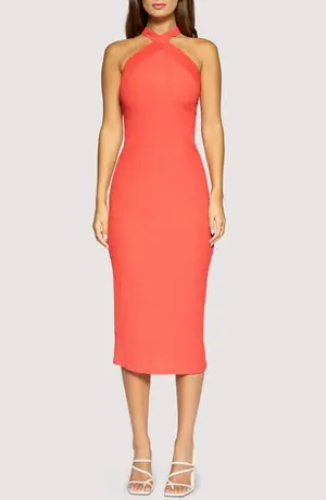LOST + WANDER Arancia Crush Halter Midi Dress - Orange