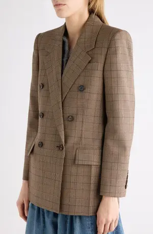 Chloé Check Double Breasted Wool Blazer