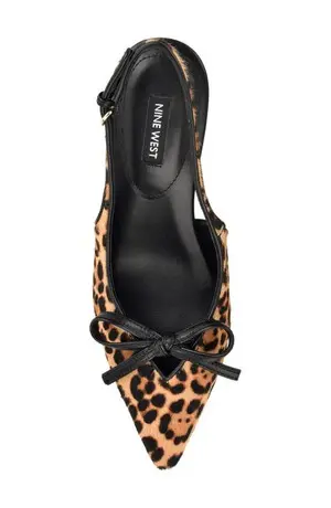 Nine West Lyrical Slingback Pointed Toe Kitten Heel Pump - Dark Natural