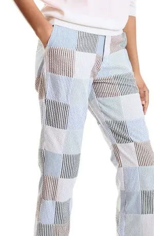 Cynthia Rowley Seersucker Cropped Trouser