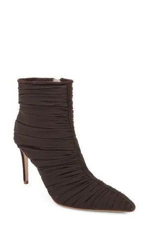 L'Agence Fulton Ruched Stiletto Ankle Boots - Chocolate