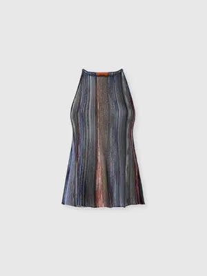 Missoni Sleeveless Ribbed Viscose Lamé Top - Multicoloured