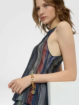 Missoni Sleeveless Ribbed Viscose Lamé Top