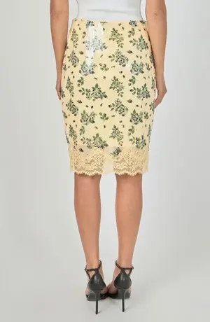 Endless Rose Floral Sequin Skirt With Lace Hem