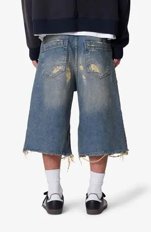 Mnml Ultra Baggy Repaired Jeans Shorts