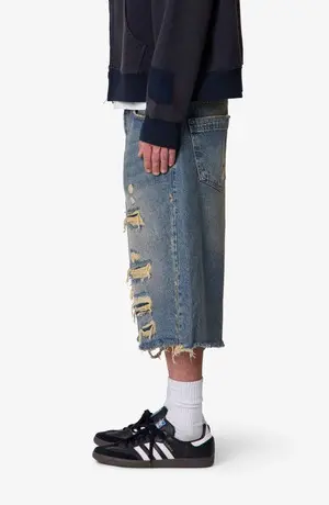 Mnml Ultra Baggy Repaired Jeans Shorts