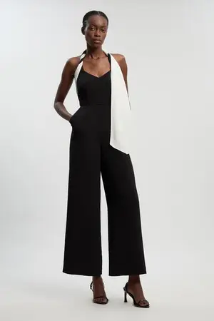 Karen Millen Soft Tailored Halter Neck Jumpsuit - Mono