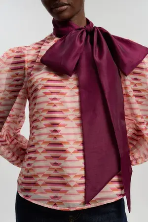 Karen Millen Long Sleeve Pussybow Blouse