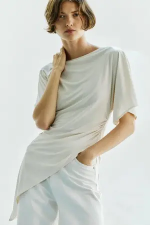H&m Asymmetric Butterfly-sleeved Top