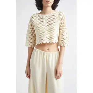 Posse Saskia Cropped Cotton Top - Ivory