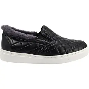 MADISON MAISON Quilted Leather Shearling Slip On Sneaker Black