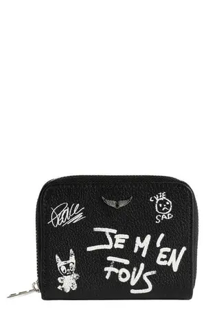 Zadig&Voltaire Mini Zv Arty Tag Leather Zip Around Wallet - Black