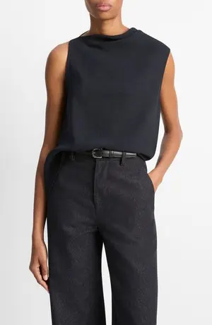 Vince Asymmetric Drape Sleeveless Top - Coastal