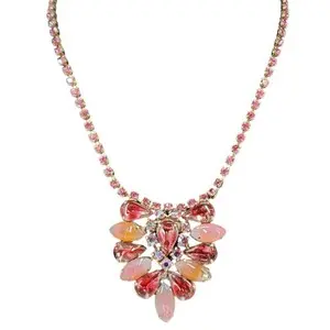 MADISON BEVERLY HILLS Vintage 1950s Pink Givré Rhinestone Choker Necklace - Gold