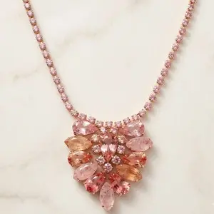 MADISON BEVERLY HILLS Vintage 1950s Pink Givré Rhinestone Choker Necklace