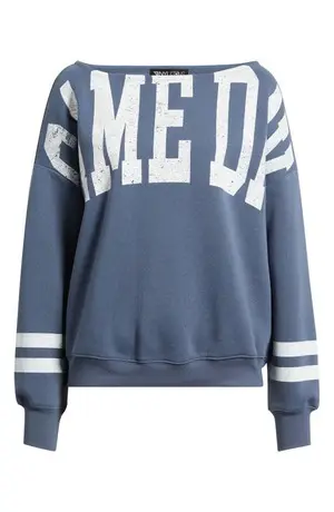 VINYL ICONS Game Day Off The Shoulder Graphic Sweatshirt