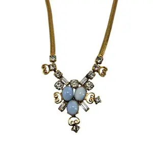 MADISON BEVERLY HILLS Leo Glass Vintage Rhinestone Tone Chain Necklace - Gold