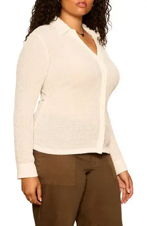 Sanctuary Juno Textured Button Front Shirt - Chalk White