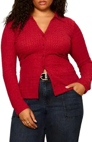 Sanctuary Juno Textured Button Front Shirt Red Berry