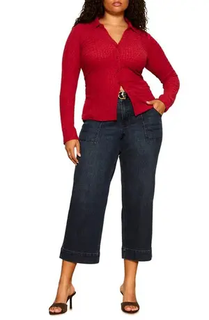 Sanctuary Juno Textured Button Front Shirt - Red Berry