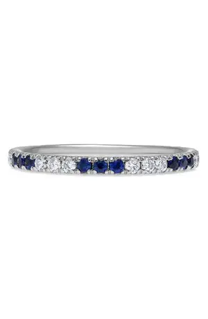 MARK HENRY Alternating And Diamond Band Ring In 18k White Gold - Sapphire