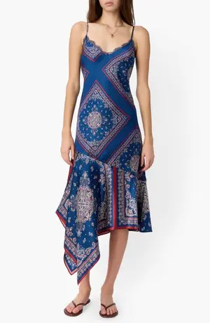 Cami Nyc Becky Lace Trim Silk Slipdress - Mariners Bandana