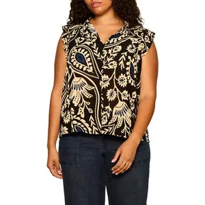 Sanctuary Living It Up Cap Sleeve Top - Shapeshift Black