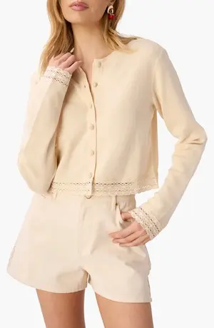 Cami Nyc Nicola Crochet Inset Cardigan - Bone