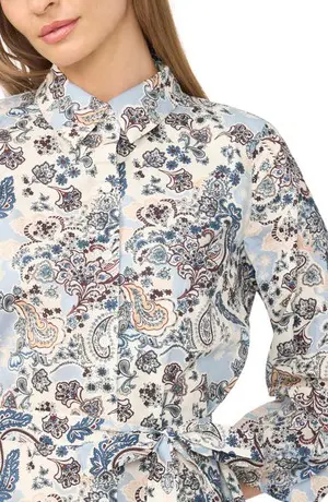 Halogen Paisley Cotton Button-down Midi Dress