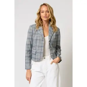 Central Park West Paulie Plaid Cropped Blazer