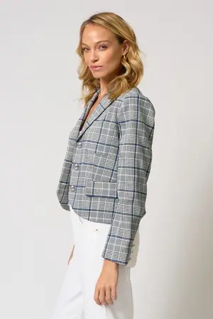 Central Park West Paulie Plaid Cropped Blazer