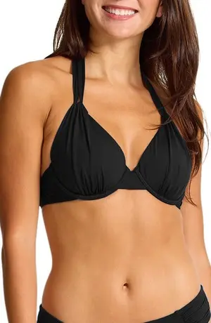 Tommy Bahama Pearl Underwire Halter Bikini Top Black
