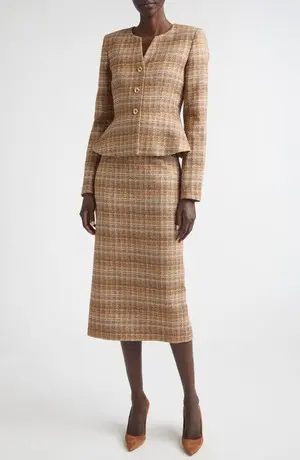 St. John Margo Gilded Tweed Pencil Skirt