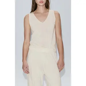 Mango V-neck Knit Top - Sand