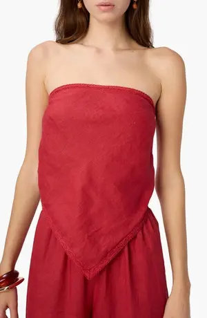 Cami Nyc Gael Strapless Handkerchief Hem Linen Blend Camisole - Huckleberry