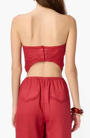 Cami Nyc Gael Strapless Handkerchief Hem Linen Blend Camisole