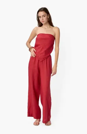 Cami Nyc Gael Strapless Handkerchief Hem Linen Blend Camisole