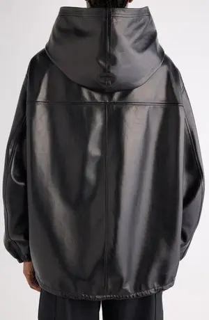 Balenciaga Relaxed Fit Smooth Leather Zip-up Hoodie