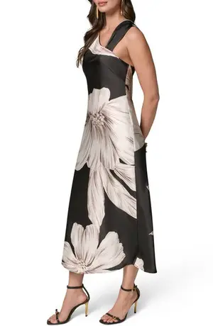 Donna Karan New York Floral Asymmetrical Midi Dress
