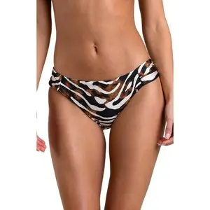 SUNSHINE 79 Ruched Bikini Bottoms With Animal Print
