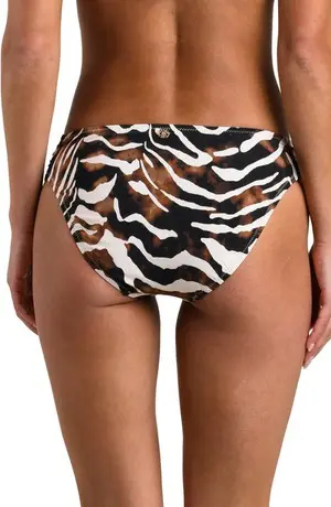 SUNSHINE 79 Ruched Bikini Bottoms With Animal Print