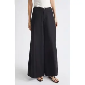 Posse Leona High Waist Wide Leg Wool Trousers - Black