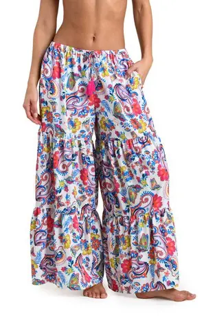 SUNSHINE 79 Butterfly Paisley Tiered Cover-up Pants