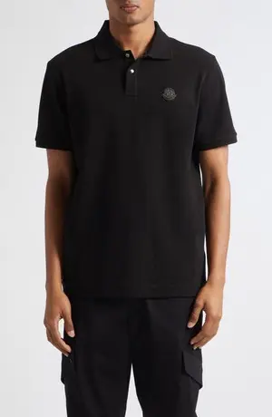 Moncler Cotton Piqué Polo - Black