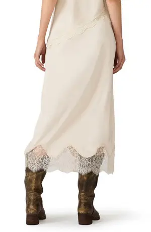 Steve Madden Lissandra Lace Trim Satin Maxi Skirt