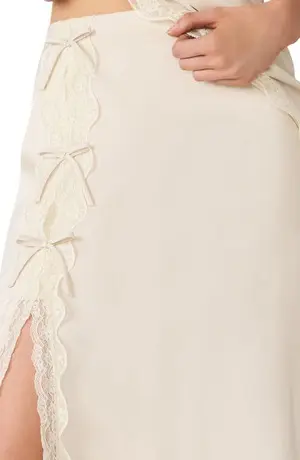 Steve Madden Lissandra Lace Trim Satin Maxi Skirt
