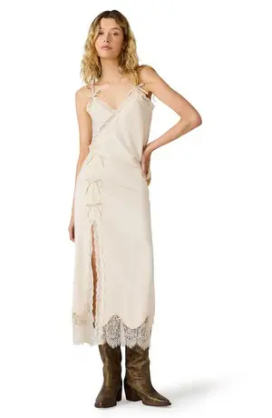Steve Madden Lissandra Lace Trim Satin Maxi Skirt